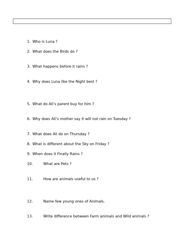 English Question Grade 1 Term 2 | PDF