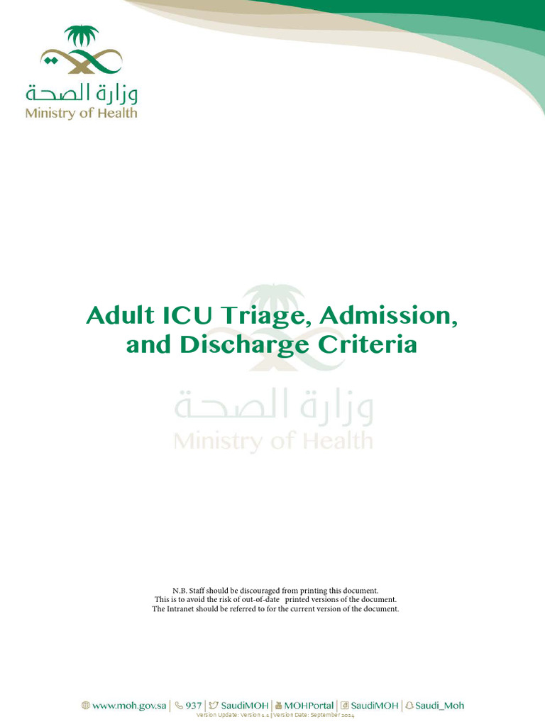 Adult ICU Triage Admission and Discharge Criteria | PDF | Intensive ...