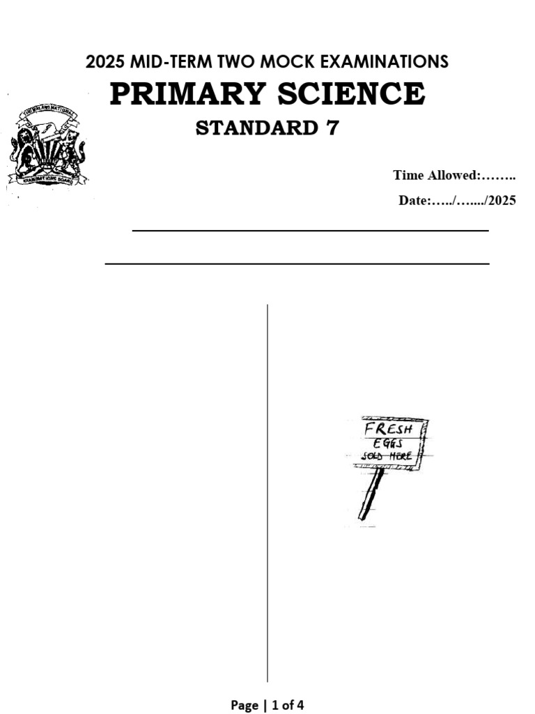 MBOMWE ZONE PRIMARY SCIENCE MID TERM STD 7 | PDF | Vegetables | Crops