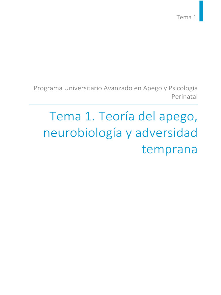 Temario unificado Curso Apego | PDF | Teoría de apego | Hemisferio cerebral