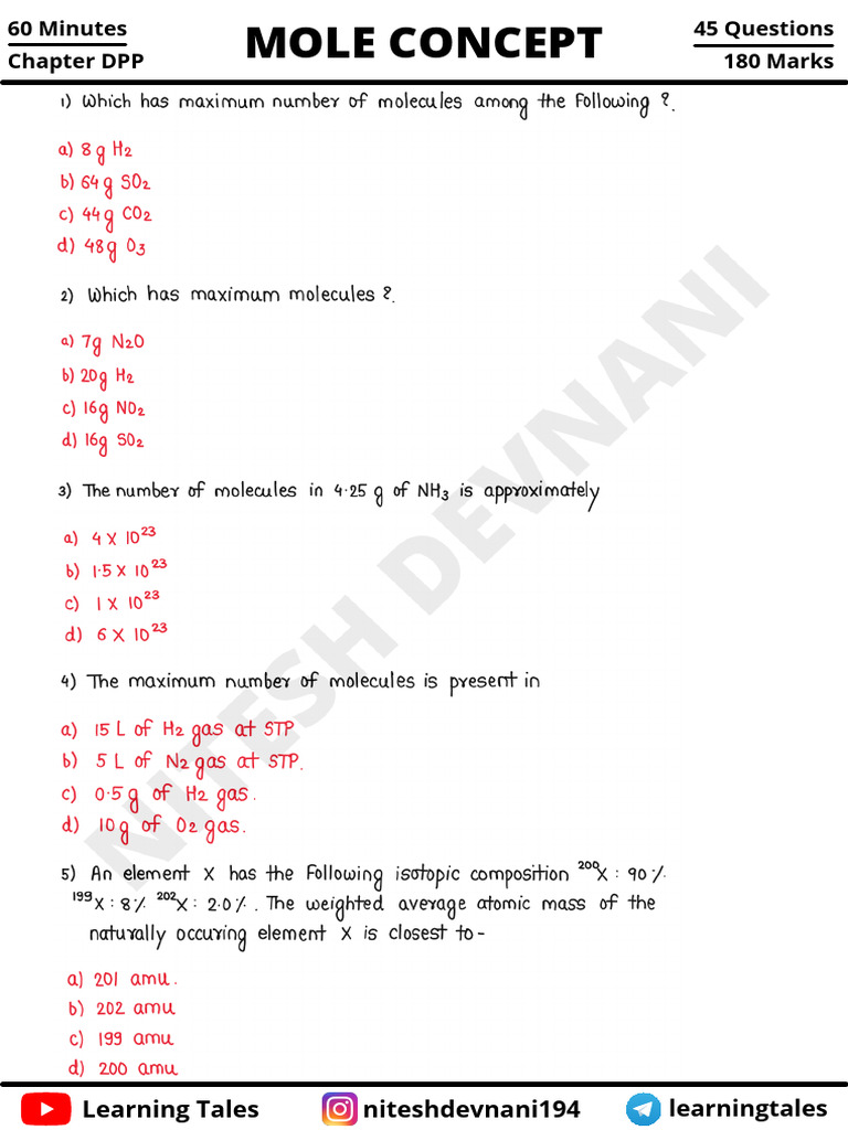 DPP Mole ConceptNitesh Devnani | PDF