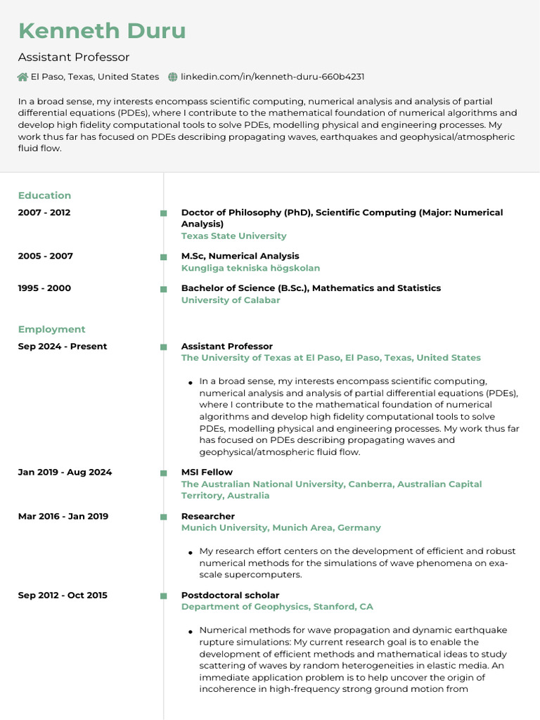 Kenneth Duru Resume | PDF | Applied And Interdisciplinary Physics ...