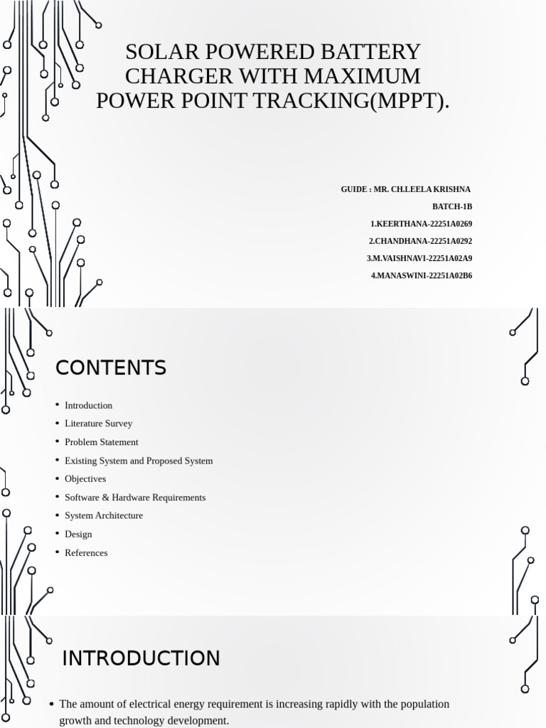 Solar Powered Battery Charger With Maximum Power Point | PDF ...