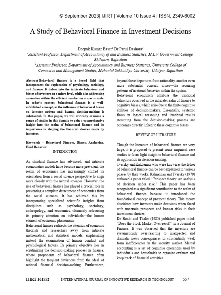 SSRN 4686732 | PDF | Behavioral Economics | Decision Making