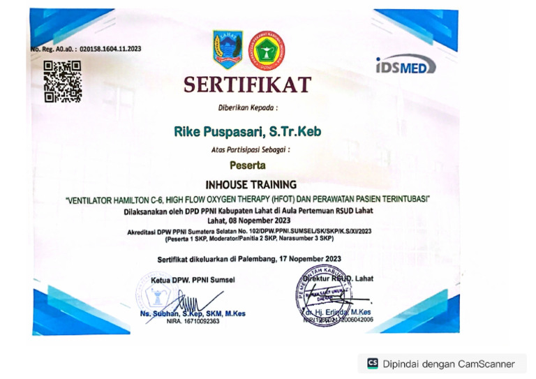 Sertifikat in House Training | PDF