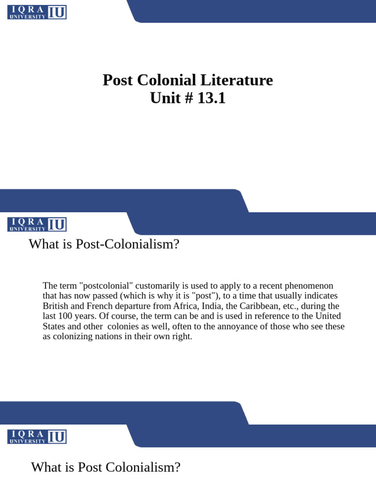 Understanding Post-Colonial Literature | PDF