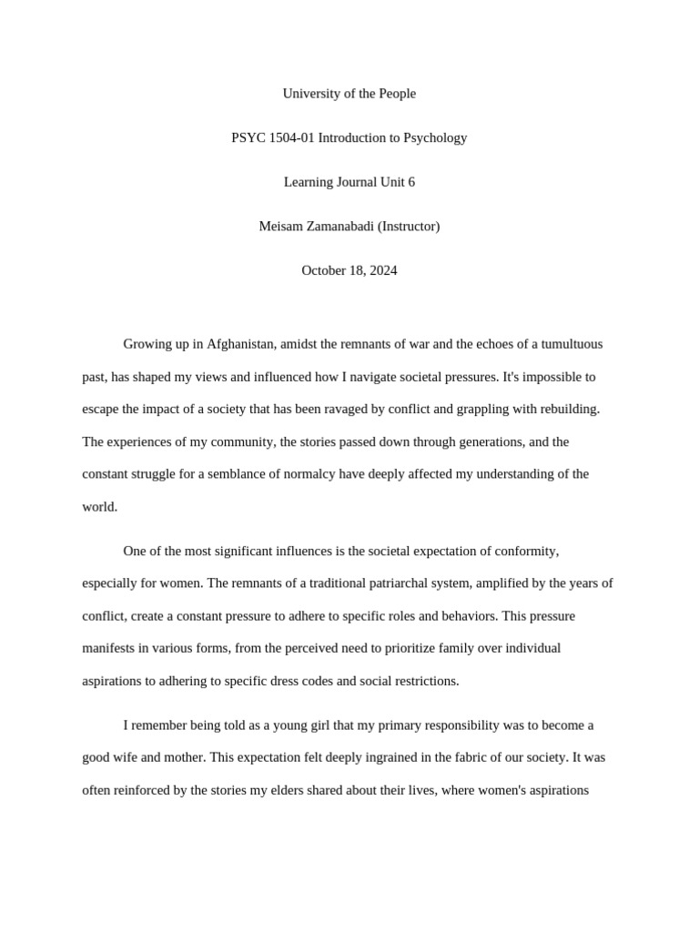 Learning Journal 6 | PDF | Altruism | Psychological Resilience