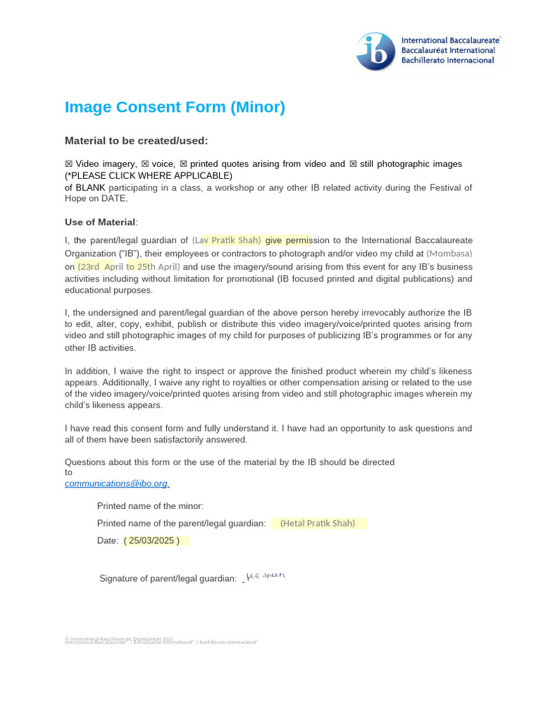 Word Version of The Consent Form | PDF