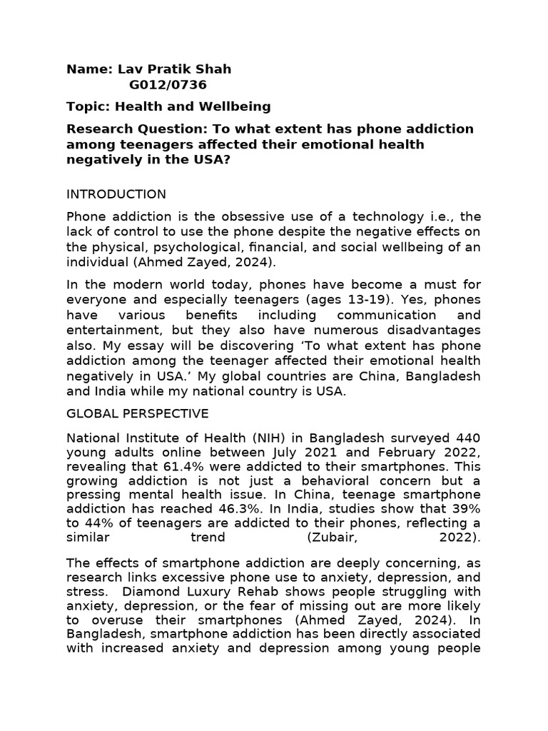 Teen Phone Addiction's Emotional Impact | PDF | Human Diseases And ...