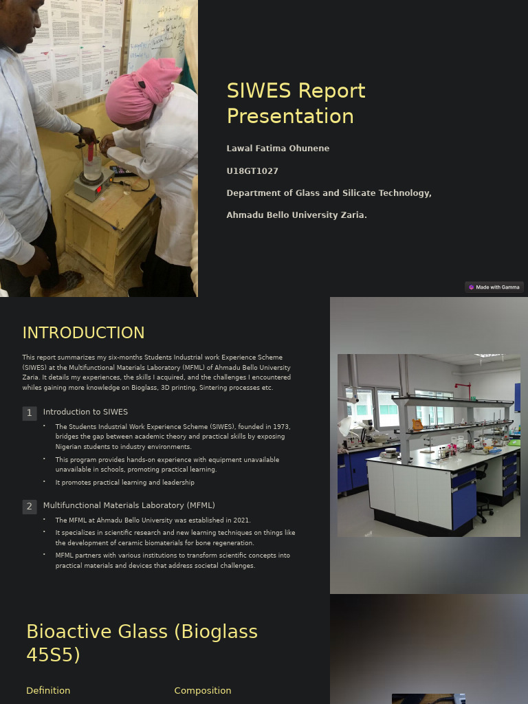 SIWES Report Presentation | PDF | 3 D Printing | Sintering