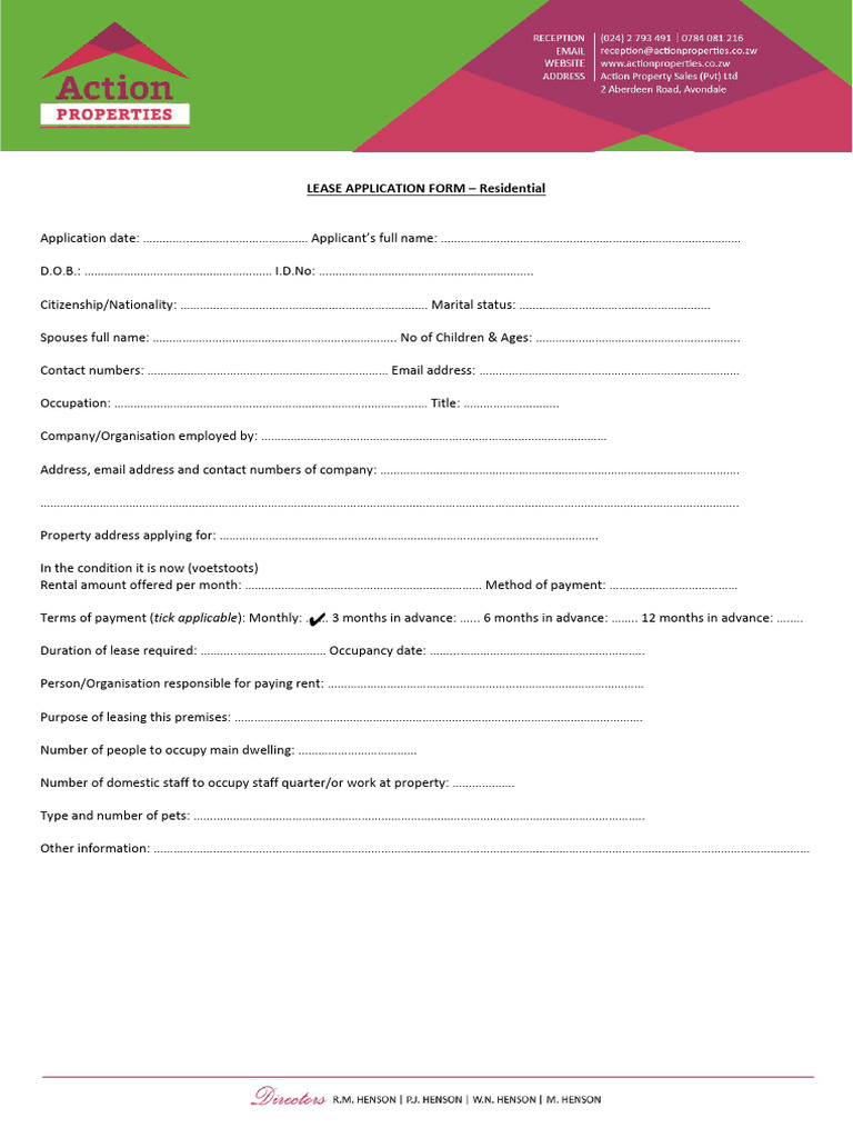 2 Aberdeen - Lease Application Form - Residential | PDF | Lease ...