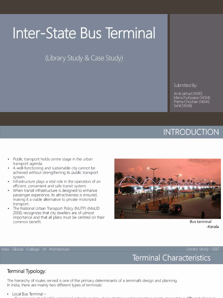 Inter State Bus Terminal Library Study Amp Case Study PDF | PDF