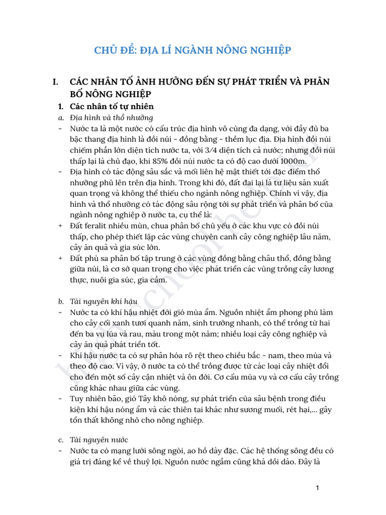 [MASKA 25] ĐỊA LÍ NÔNG NGHIỆP | PDF