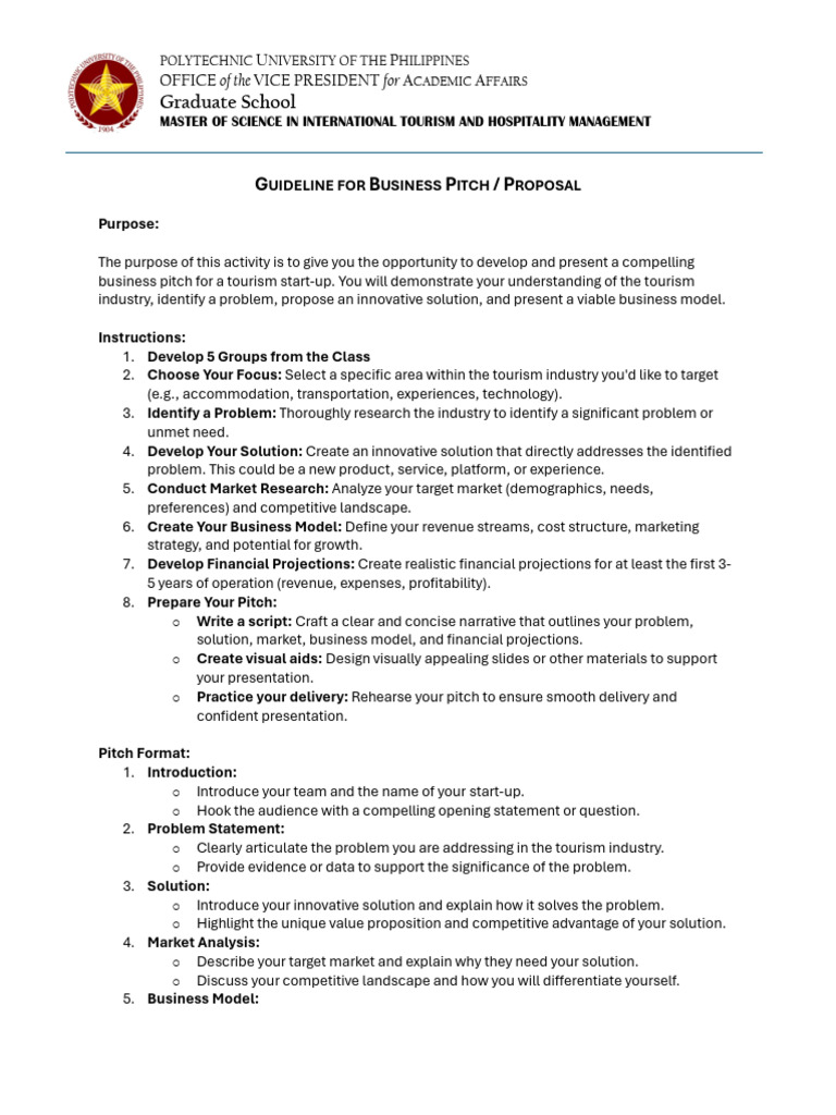 Business Pitch Proposal With Rubric | PDF | Business Model | Marketing