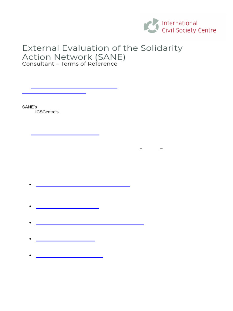 SANE External Evaluation ToR Consultancy 1 250324 233428 | PDF | Evaluation | Methodology