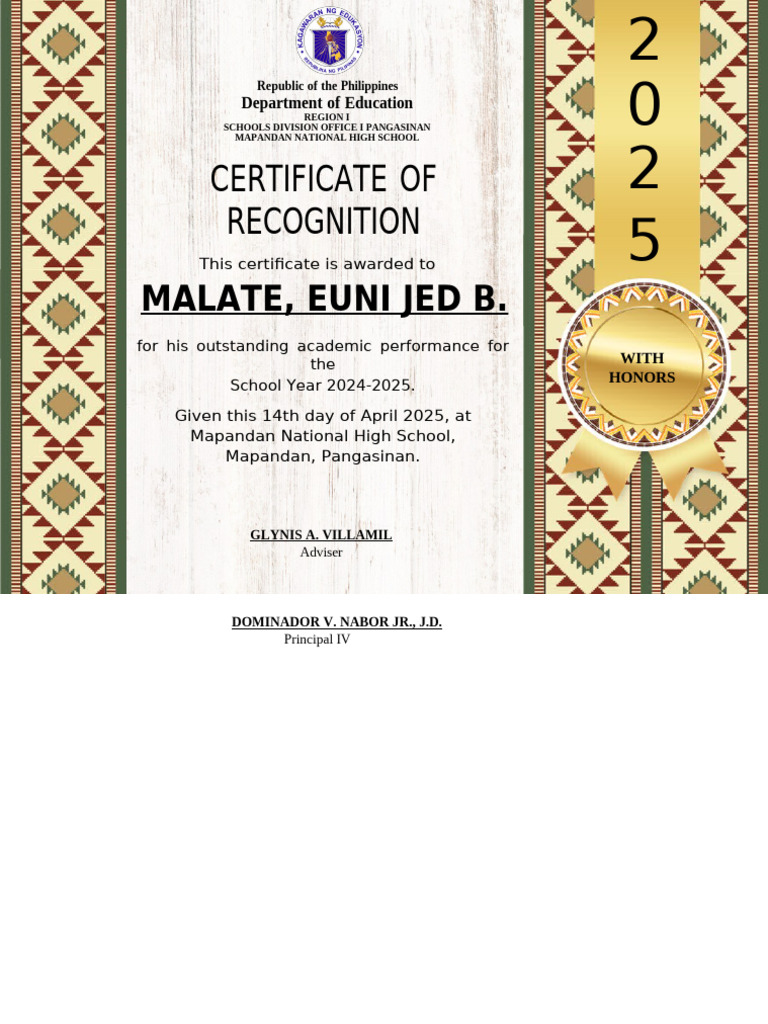 Certificate of Recognition | PDF