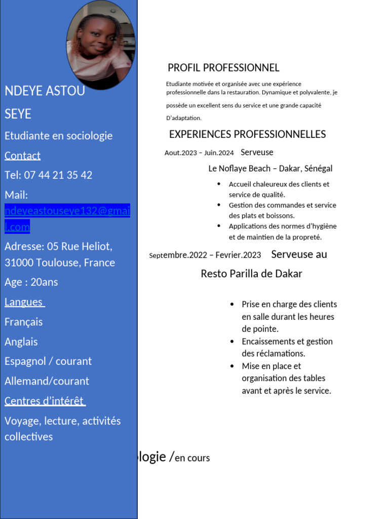 Profil de Ndeye Astou Seye | PDF