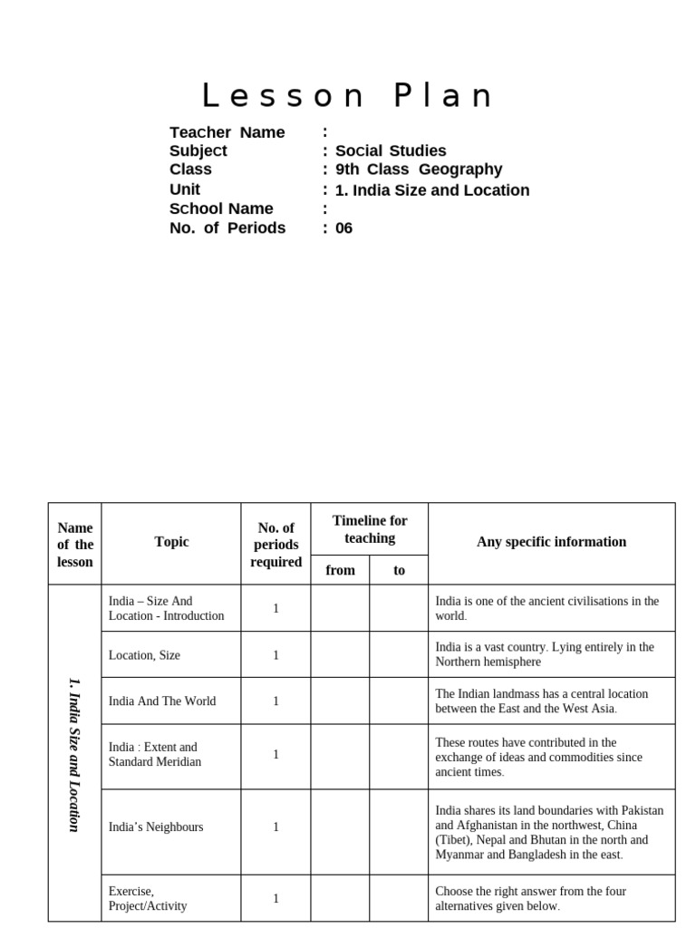 Ix Cbse Syllabus Lesson Plan | PDF | Monsoon | Forests