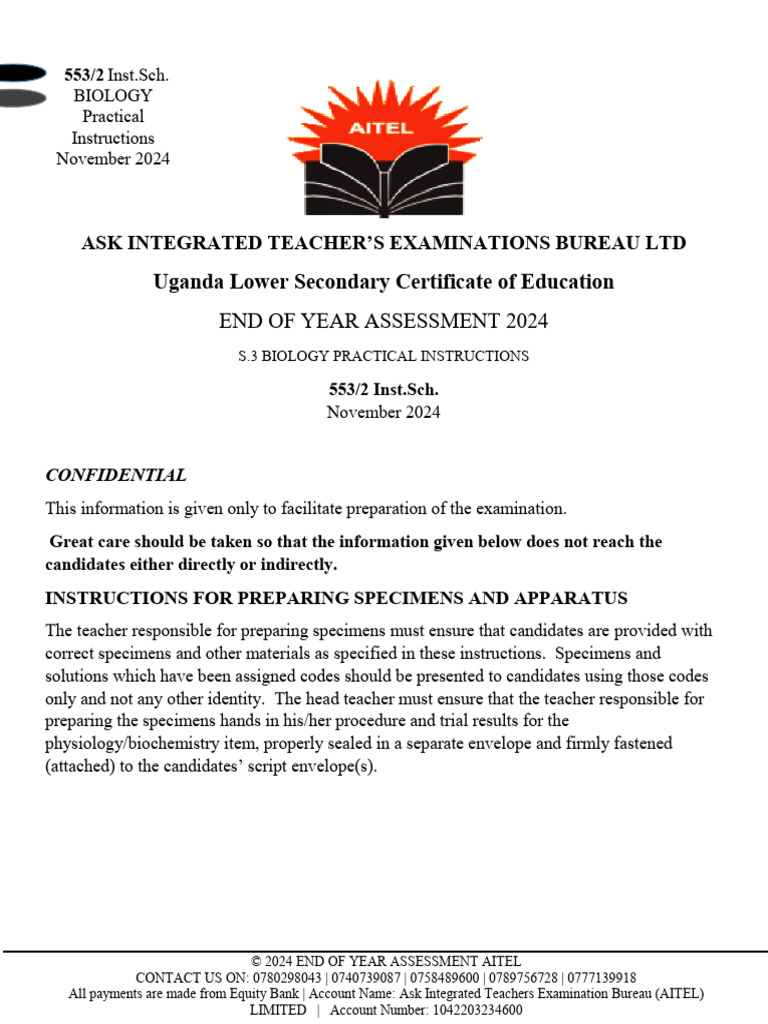 Biology 2 Practical Instructions Aitel | PDF