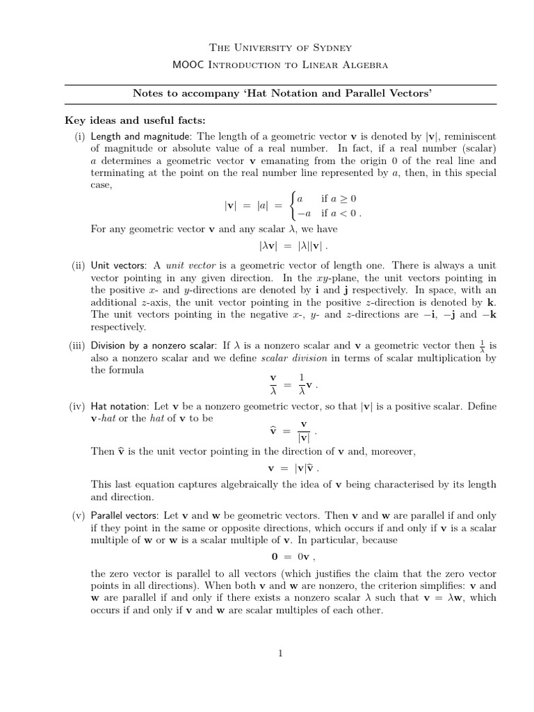 Linear Algebra: Vectors and Notation Guide | PDF | Vector Space | Line ...