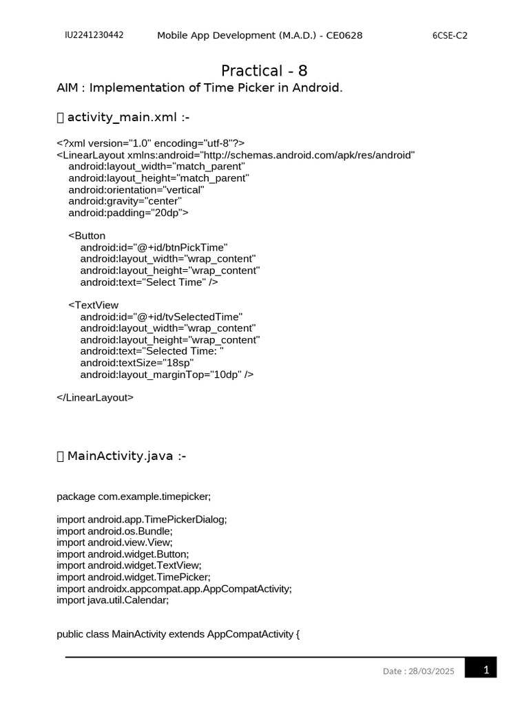 MAD Pr(8) - TimePicker (1)- 442 | PDF | Computing | Tablet Computer