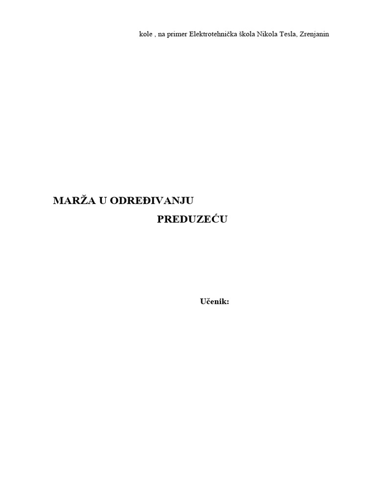 Marža U Određivanju Cena U Trgovinskom Preduzeću | PDF