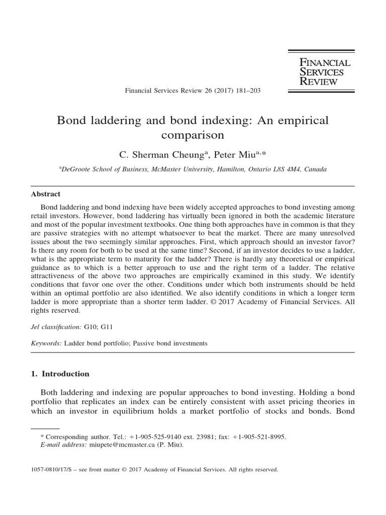 Bond Laddering and Bond Indexing An Empirical Comp | PDF | Sharpe Ratio ...
