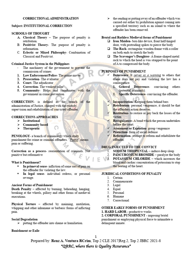 Qarc Cor Ad Notes Aug2025 Cle | PDF | Probation | Prison