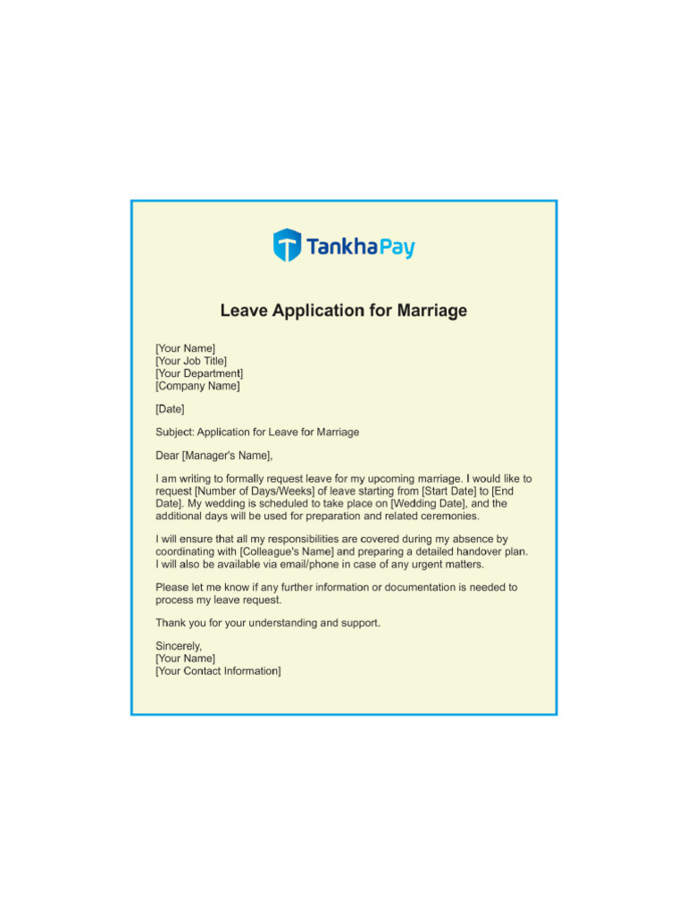 Leave Application For Marriage | PDF