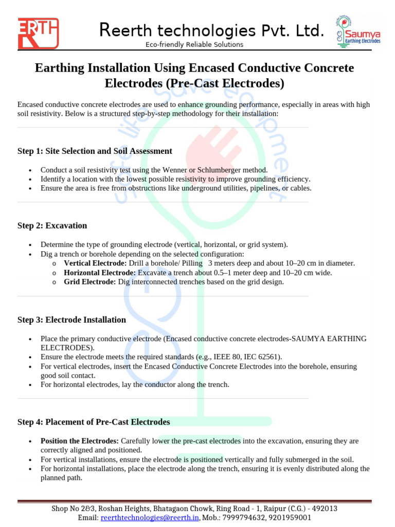 Earthing Installation Methedology | PDF | Concrete | Trench