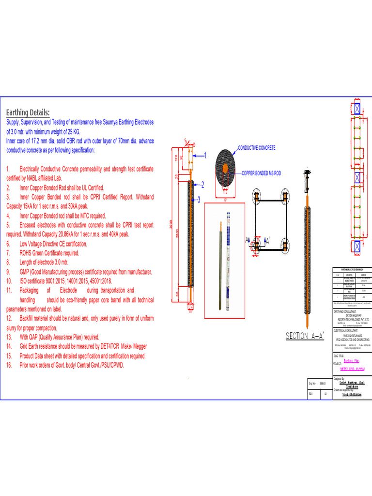 Saumya Earthing Electrode Specifications | PDF | Concrete | Copper