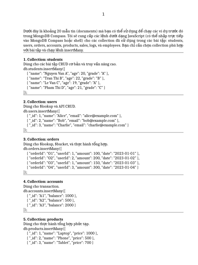 Baitap Java Mongodb | PDF