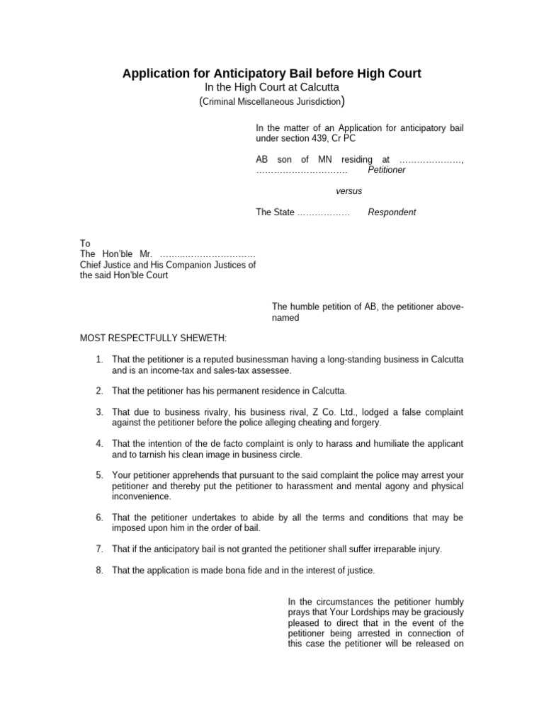 Chapter 8 - Forms-Bail Petition | PDF | Bail | Crimes