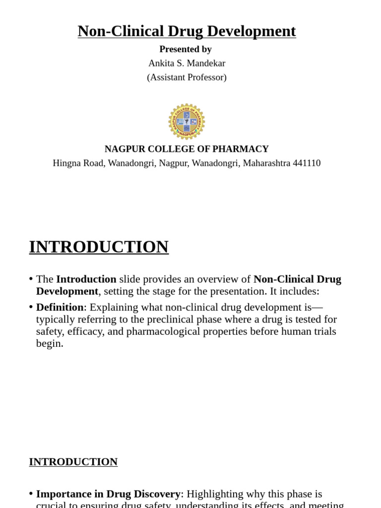 Overview of Non-Clinical Drug Development | PDF | Pharmacokinetics ...