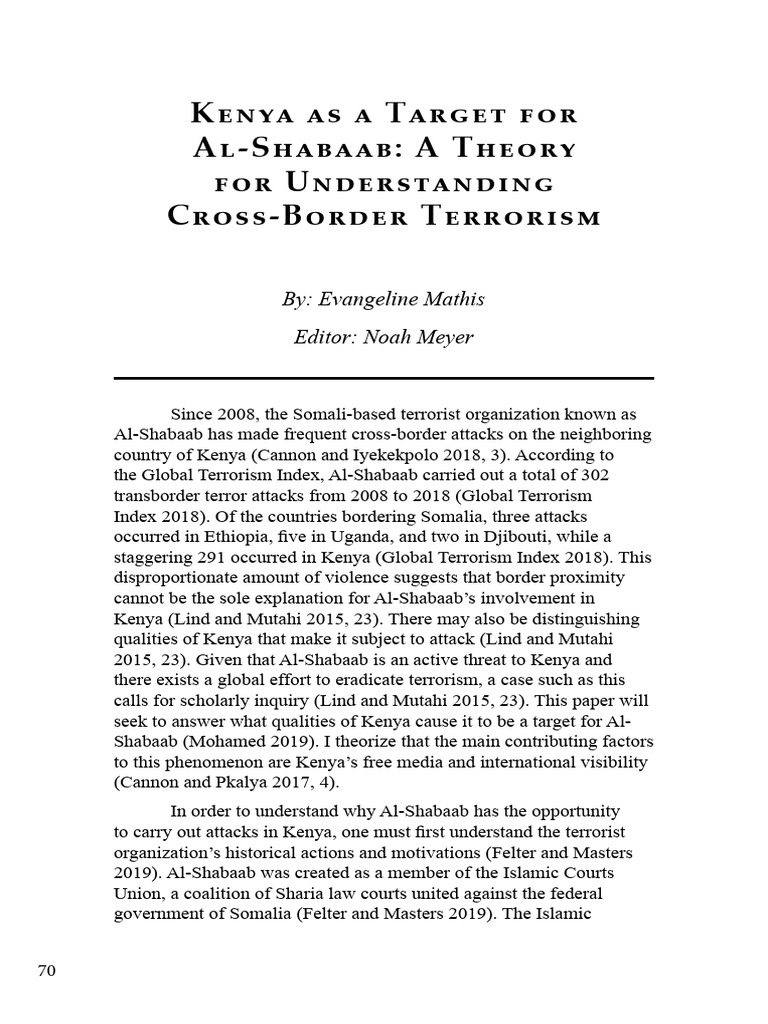 Kenya As A Target For Al-Shabaab - A Theory For Understanding Cros ...
