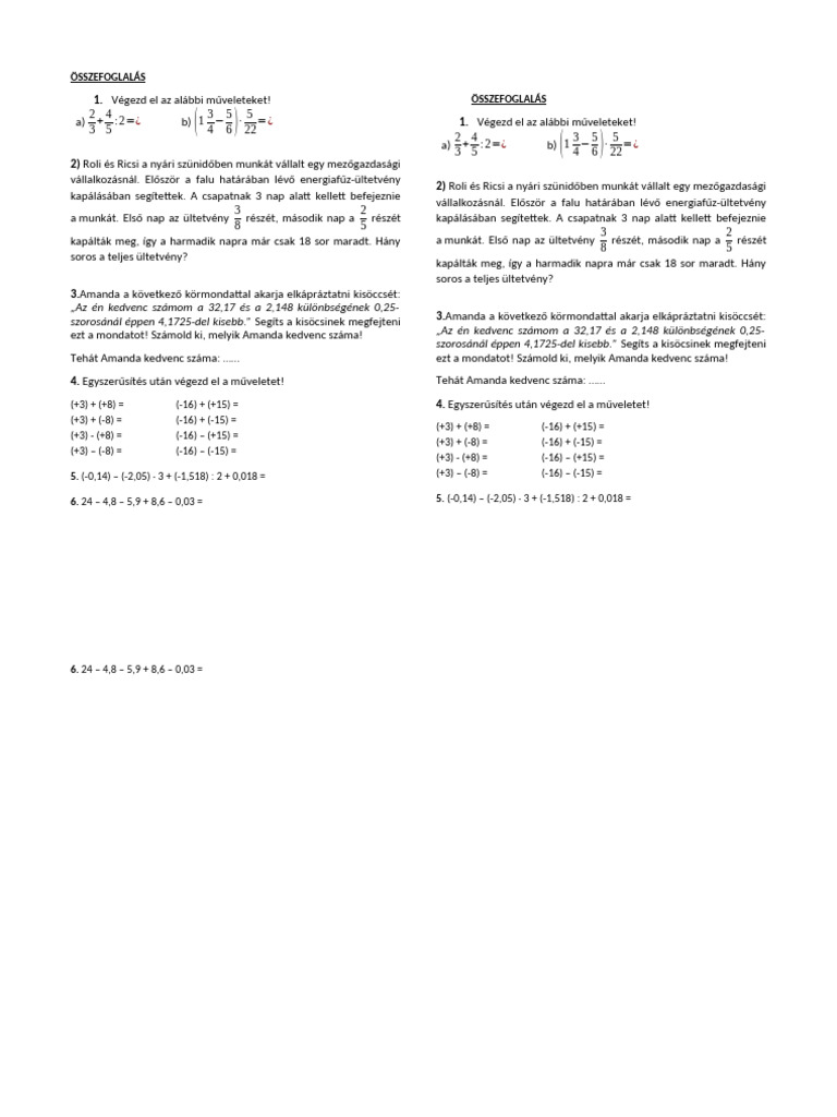 Témazáró Gyakorló | PDF