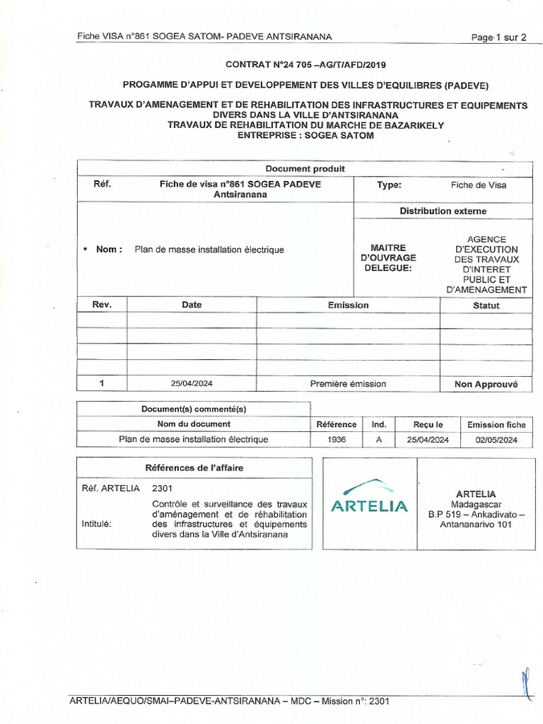 861 Fiche_de_visa n861. Plan de Masse Installation Électrique Bazarikely | PDF