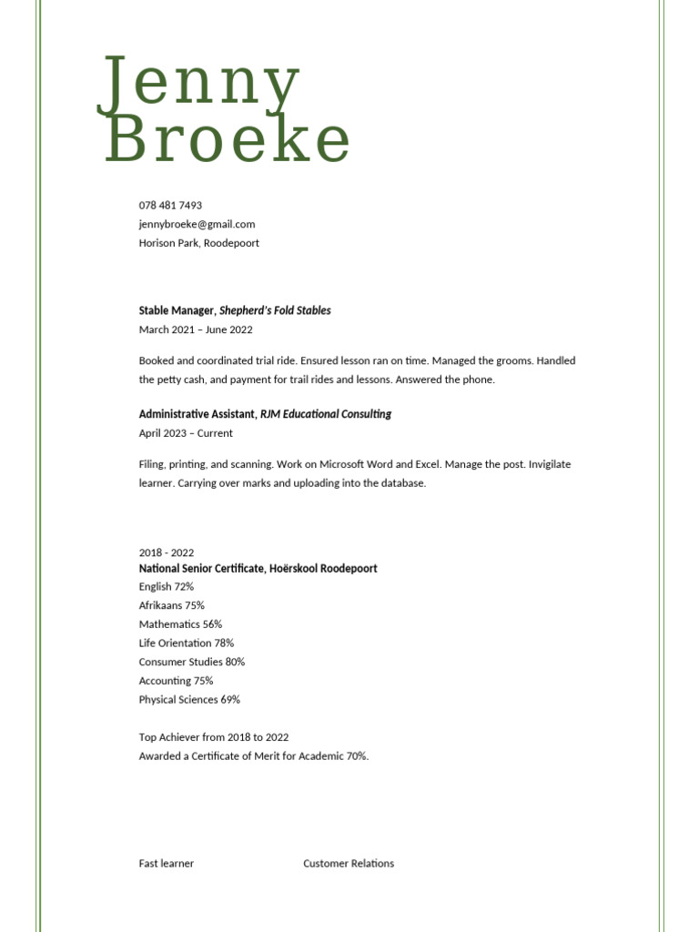 Jenny CV - Updated | PDF