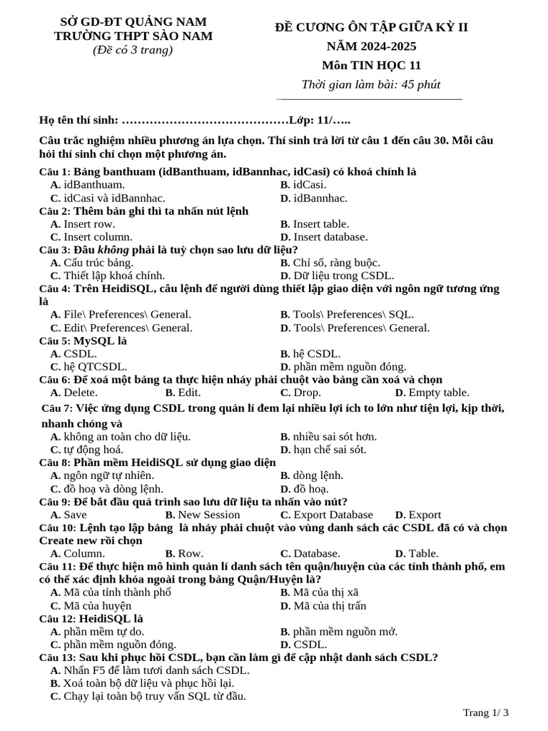 ĐỀ-CƯƠNG-ÔN-TẬP-11-GK2 | PDF