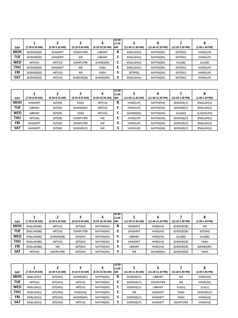 Class Time Table Wef 2 April 2025 | PDF