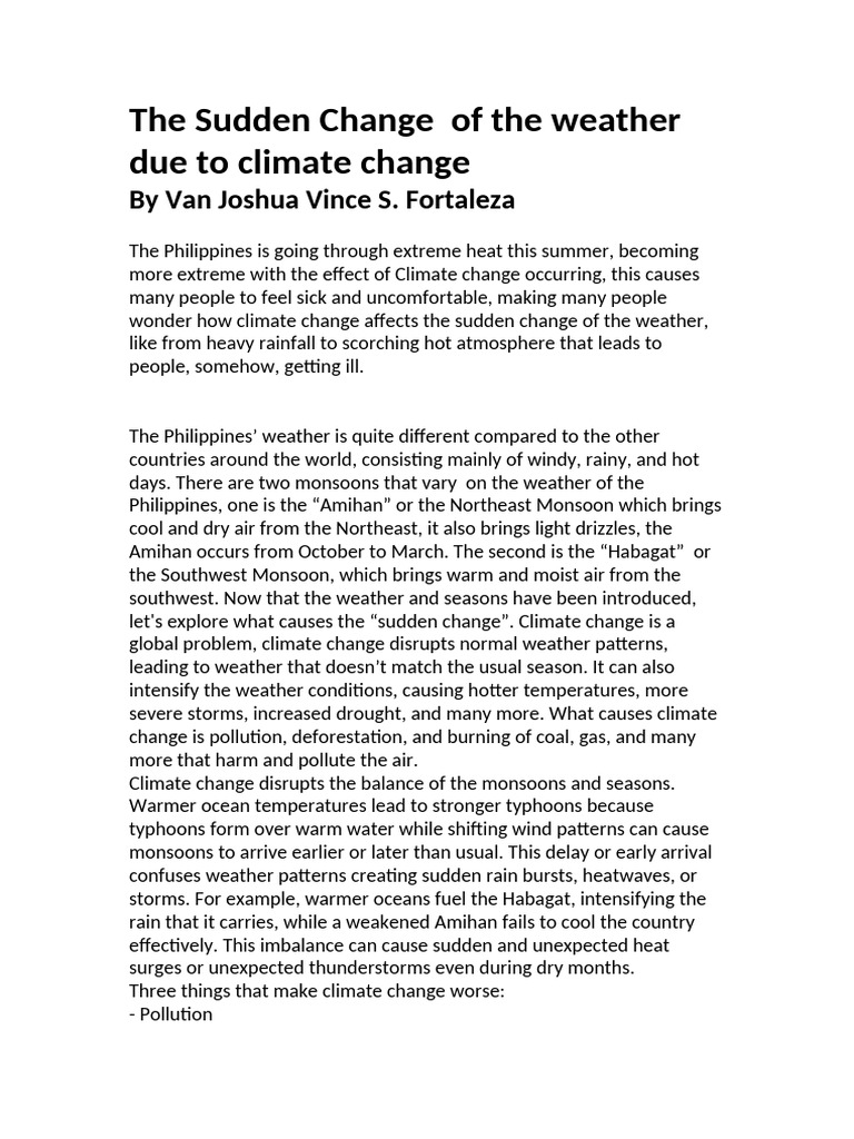 The Sudden Change of The Weather Due To Climate Change | PDF | Climate ...