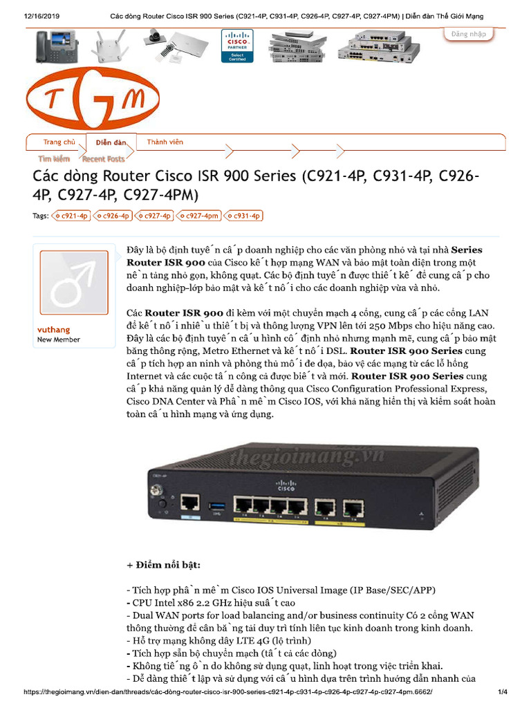 Các Dòng Router Cisco ISR 900 Series (C.. | PDF