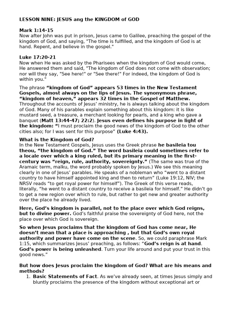 Understanding the Kingdom of God | PDF | Jesus | Kingship And Kingdom ...