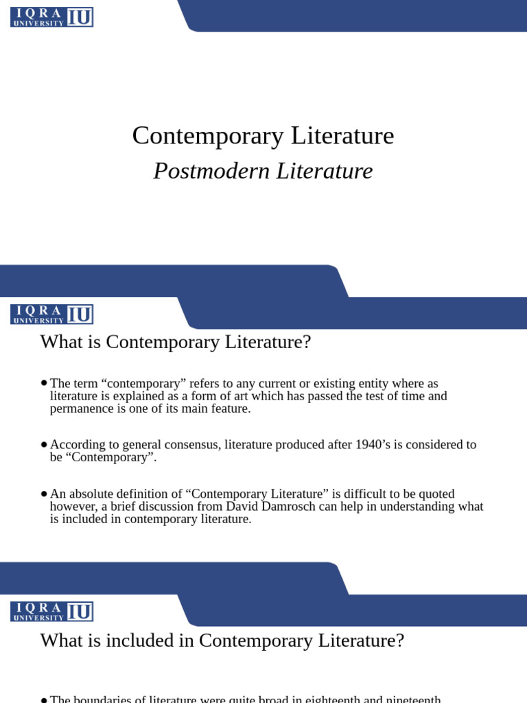 Understanding Contemporary Literature | PDF | Postmodernism | Writing