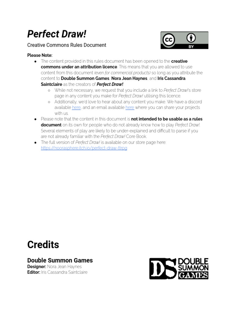 Perfect Draw! Creative Commons Rules | PDF | Bears | Playing Cards