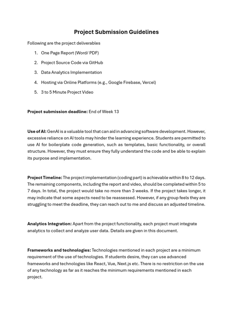 Project Submission Guidelines and Requirements | PDF | Analytics ...