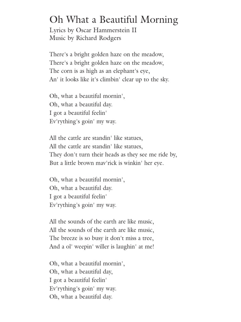 Beautiful Morning Lyrics Analysis | PDF