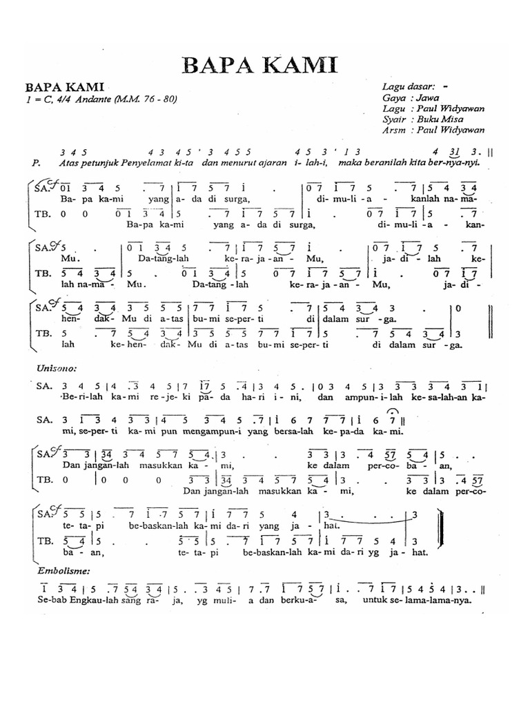 Bapa Kami - Pelog | PDF