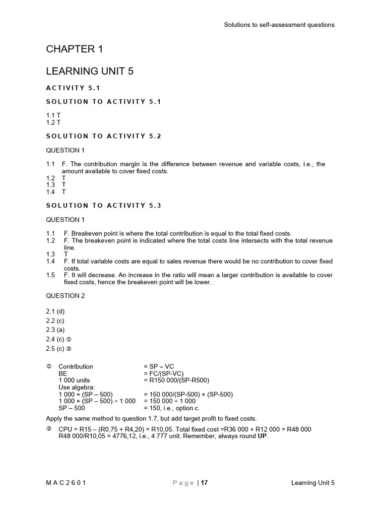 Mac2601 Learning Unit 5 Solution | PDF | Business Economics ...