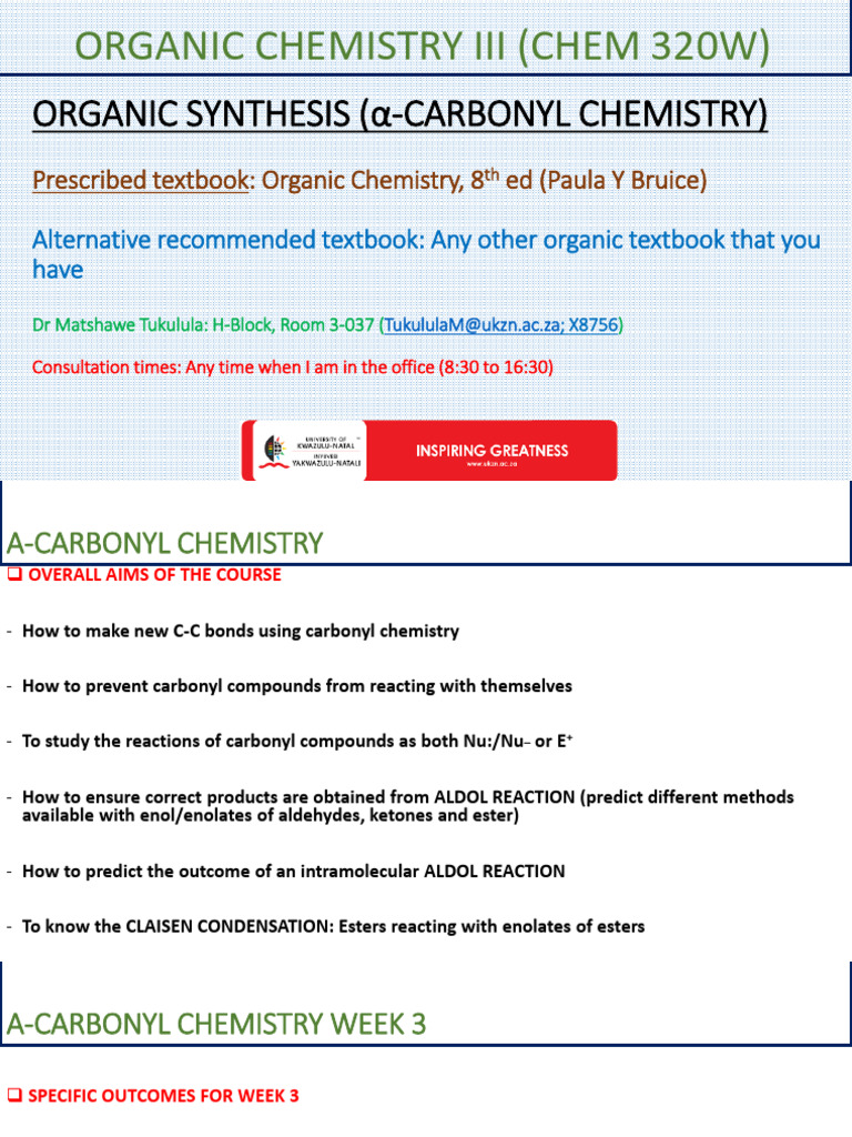 α-Carbonyl Chemistry in Organic Synthesis | PDF | Ester | Carboxylic Acid